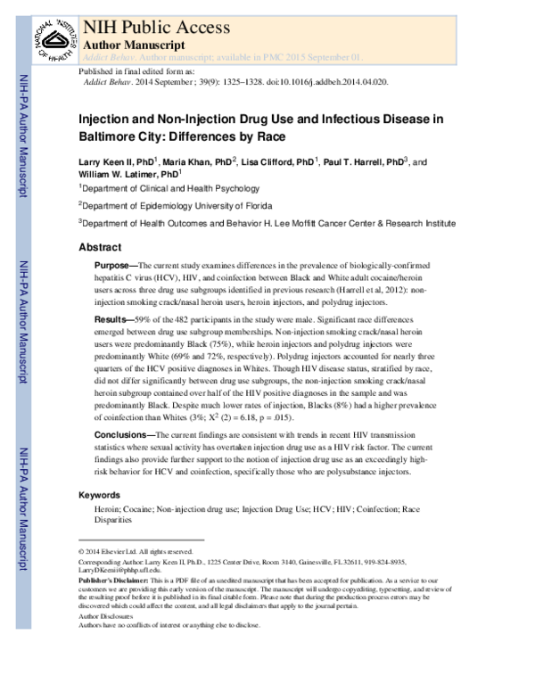 (PDF) Injection and non-injection drug use and infectious disease in ...