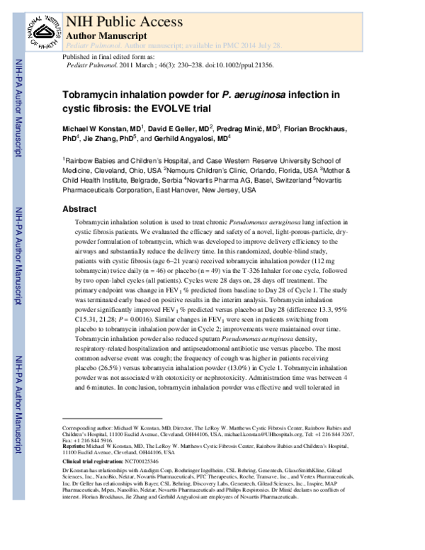 (PDF) Tobramycin inhalation powder for P. aeruginosa infection in ...