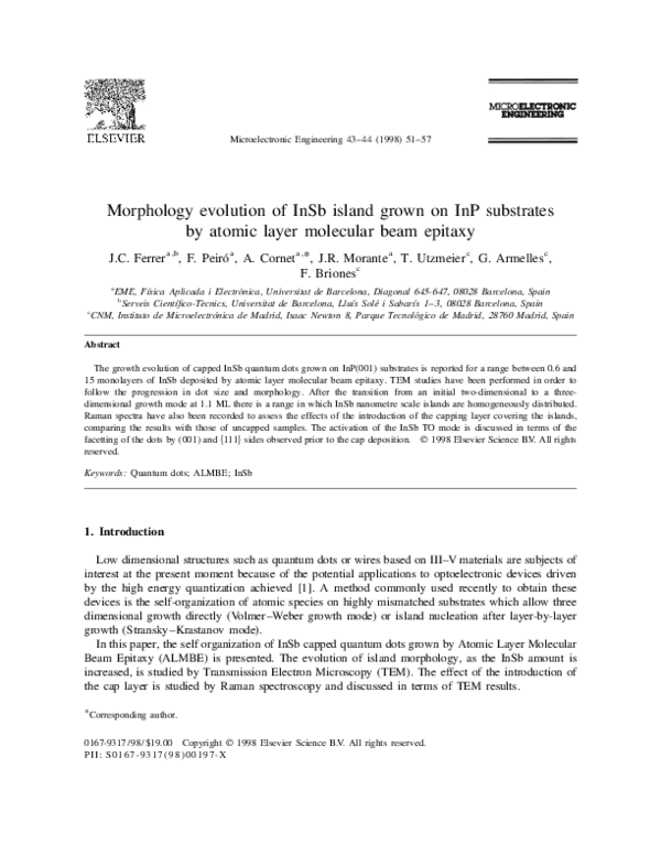 (PDF) Morphology evolution of InSb island grown on InP substrates by ...