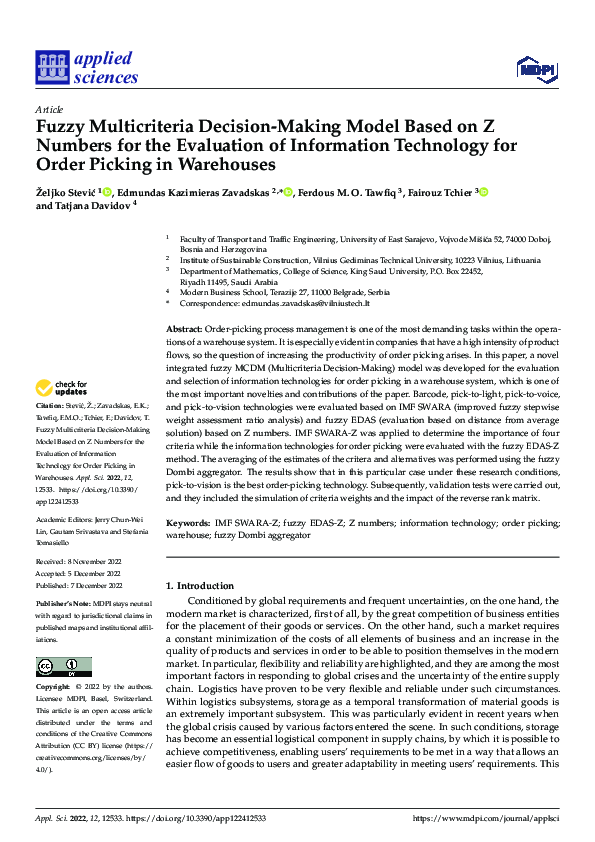 (PDF) Fuzzy Multicriteria Decision-Making Model Based on Z Numbers for the Evaluation of ...