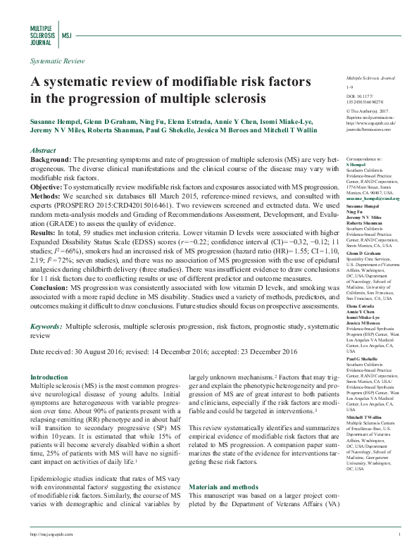 (PDF) A systematic review of modifiable risk factors in the progression ...