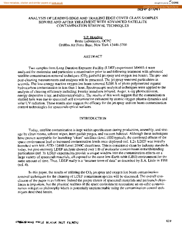 (PDF) Analysis of Leading Edge and Trailing Edge Cover Glass Samples ...