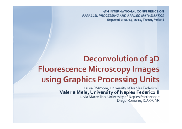 (PDF) Deconvolution of 3D Fluorescence Microscopy Images Using Graphics Processing Units