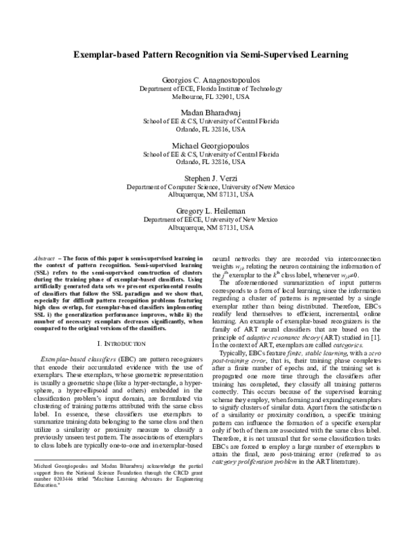(PDF) Exemplar-based pattern recognition via semi-supervised learning | Greg Heileman - Academia.edu
