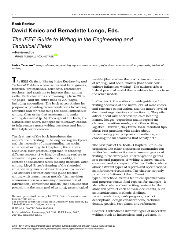 (PDF) David Kmiec and Bernadette Longo Eds.: The IEEE Guide to Writing ...
