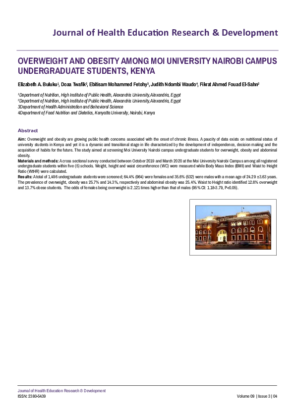 (PDF) Overweight and Obesity Among Moi University Nairobi Campus ...