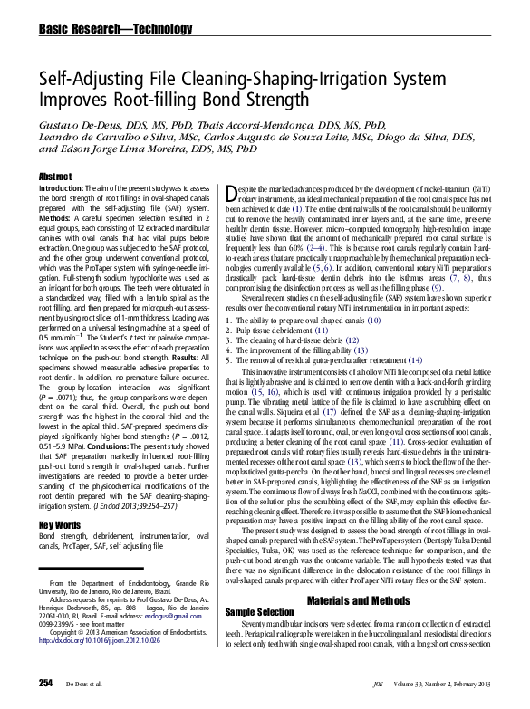 (PDF) Self-Adjusting File Cleaning-Shaping-Irrigation System Improves ...