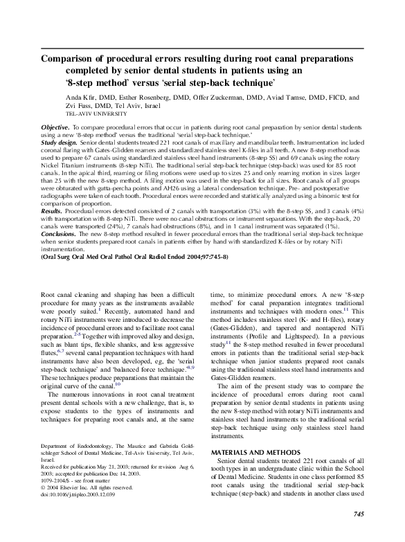 (PDF) Comparison of procedural errors resulting during root canal ...