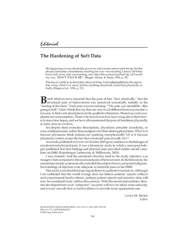 (PDF) The Hardening of Soft Data