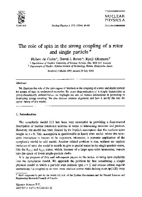(PDF) The role of spin in the strong coupling of a rotor and single particle