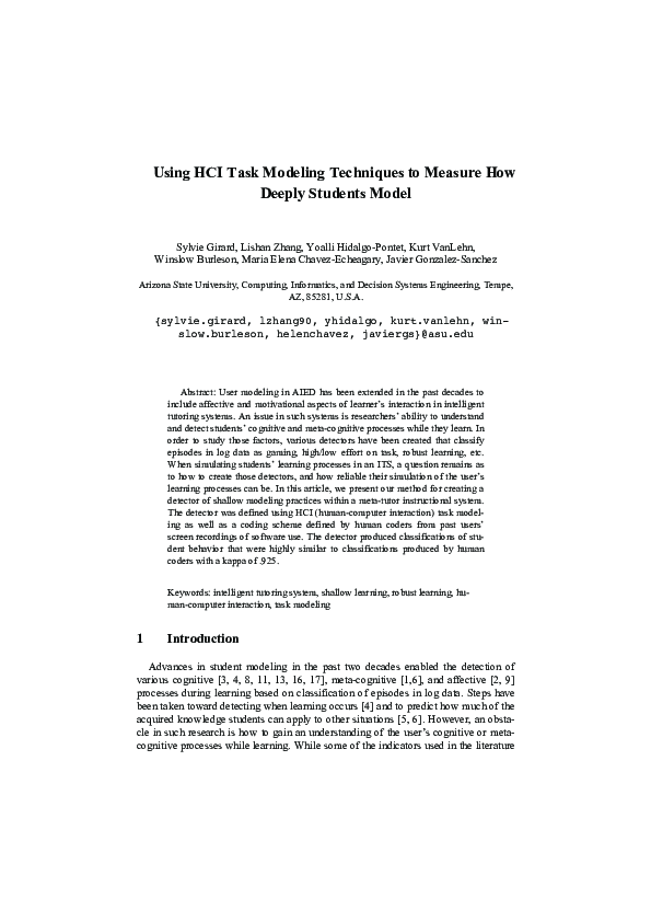 (PDF) Using HCI Task Modeling Techniques to Measure How Deeply Students ...