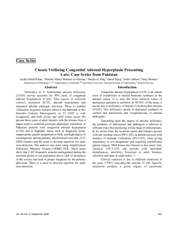 (PDF) Classic virilizing congenital adrenal hyperplasia presenting late ...
