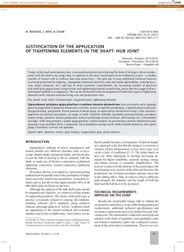 (PDF) Justification of the Application of Tightening Elements in the ...