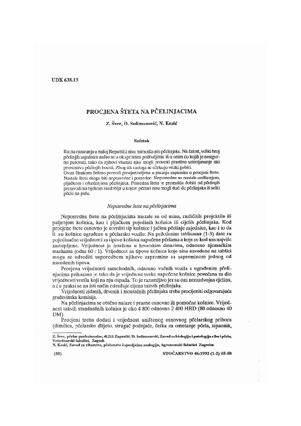 (PDF) Procjena Šteta Na Pčelinjacima