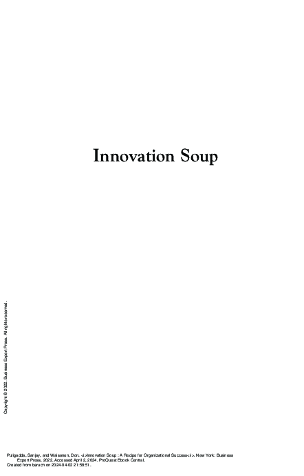 (PDF) Innovation Soup: A Recipe for Organizational Success