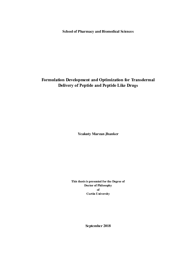 (PDF) Formulation Development and Optimization for Transdermal Delivery ...
