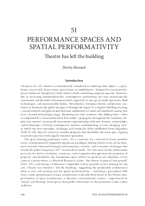 (PDF) PERFORMANCE SPACES AND SPATIAL PERFORMATIVITY Theatre has left ...