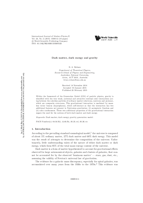 (PDF) Dark matter, dark energy and gravity