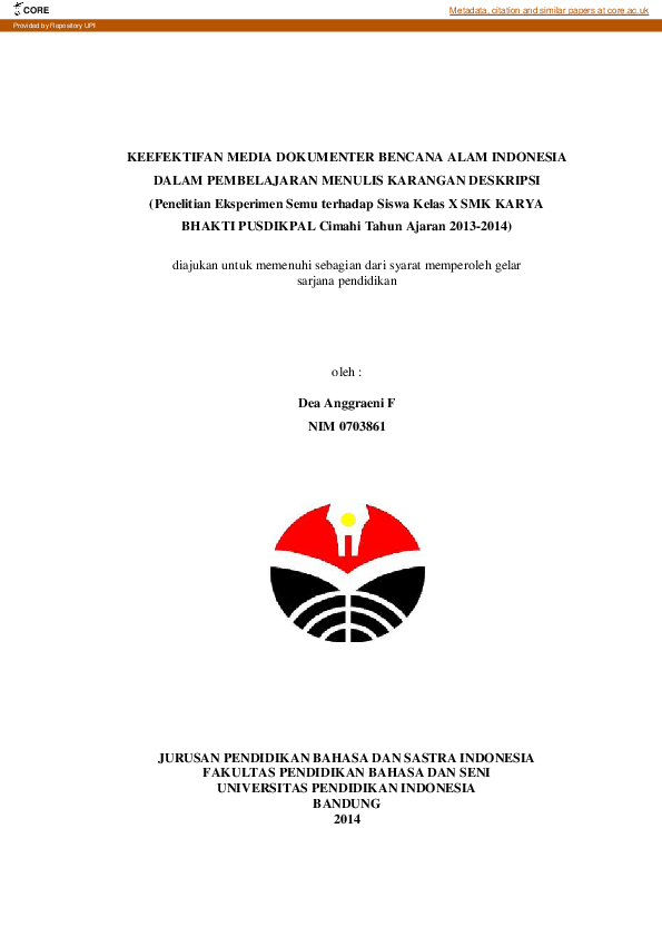 (PDF) KEEFEKTIFAN MEDIA DOKUMENTER BENCANA ALAM INDONESIA DALAM ...