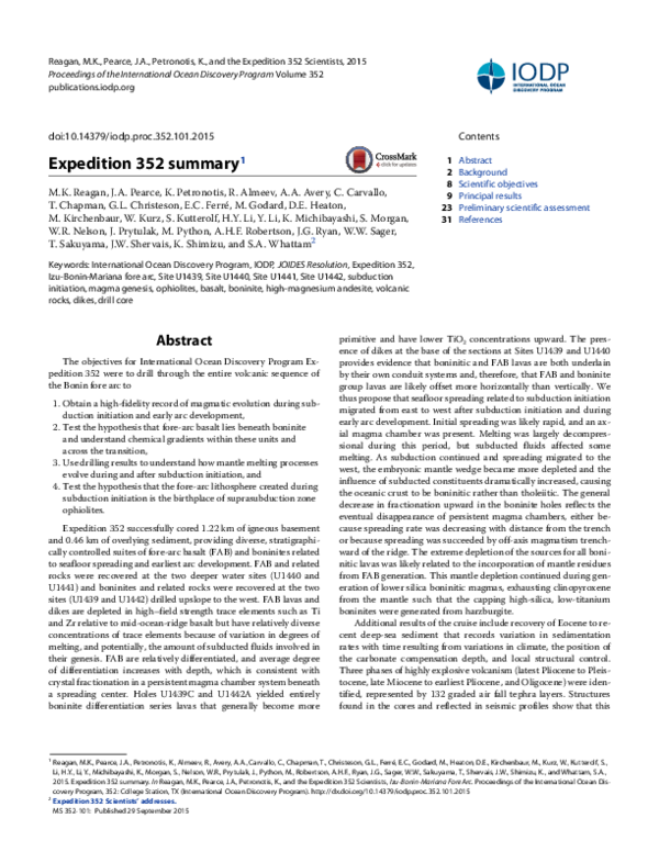 (PDF) Expedition 352 summary