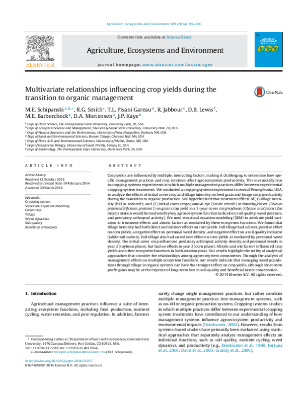 (PDF) Multivariate relationships influencing crop yields during the ...