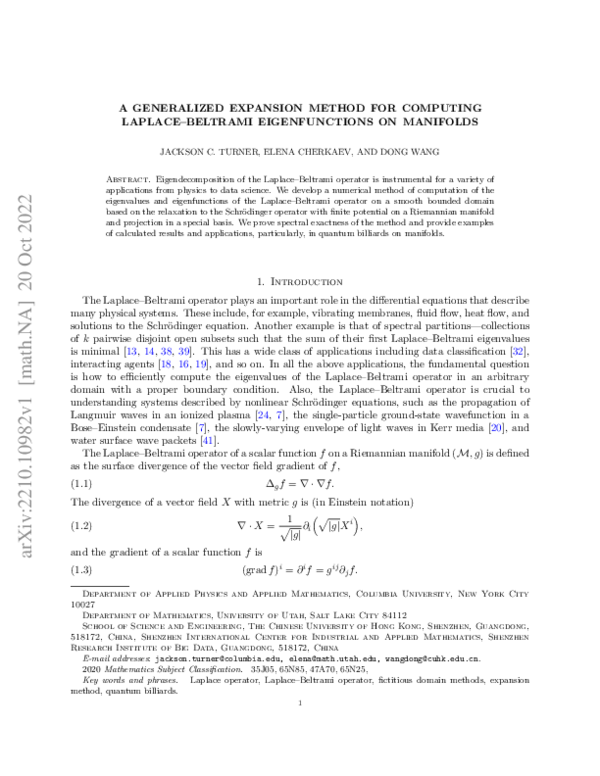 (PDF) A generalized expansion method for computing Laplace-Beltrami ...