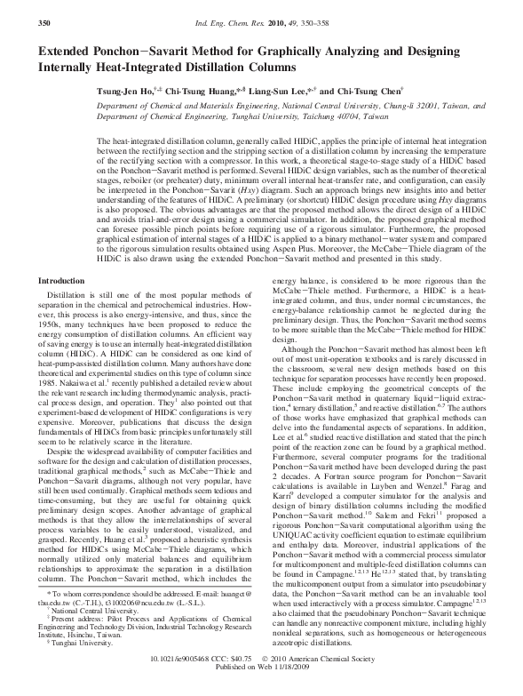 (PDF) Extended Ponchon−Savarit Method for Graphically Analyzing and ...