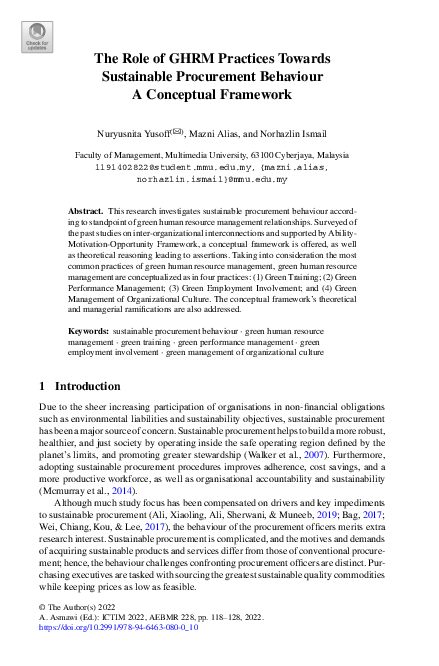 (PDF) The Role of GHRM Practices Towards Sustainable Procurement ...