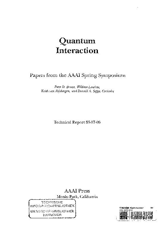 (PDF) Quantum interaction : Papers from the AAAI Spring Symposium ...