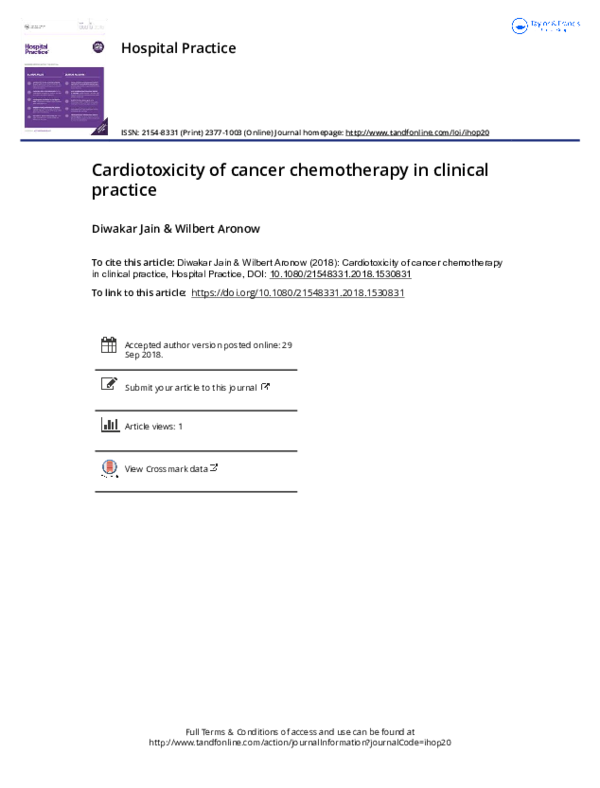 (PDF) Cardiotoxicity of cancer chemotherapy in clinical practice