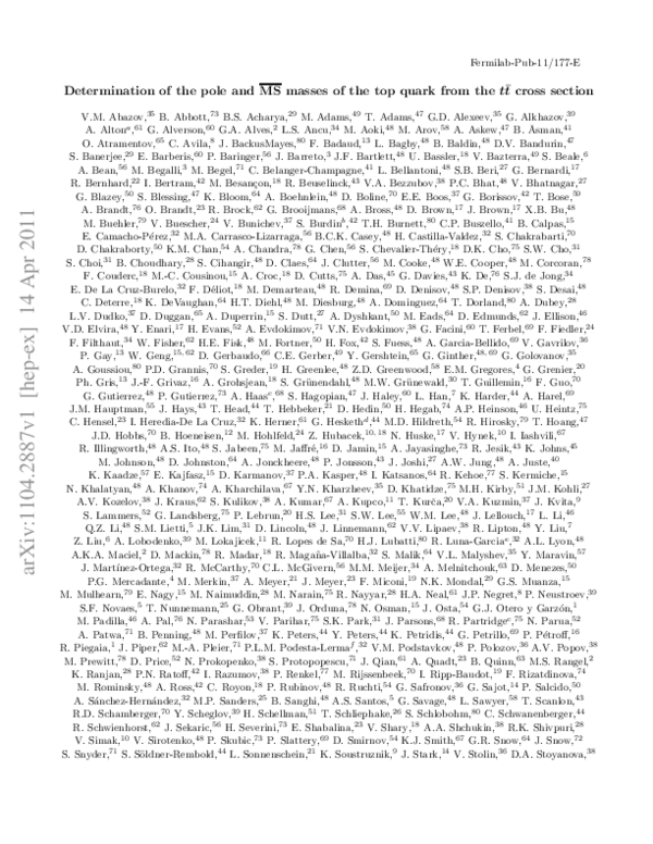 (PDF) Determination of the pole and MS¯ masses of the top quark from the tt¯ cross section