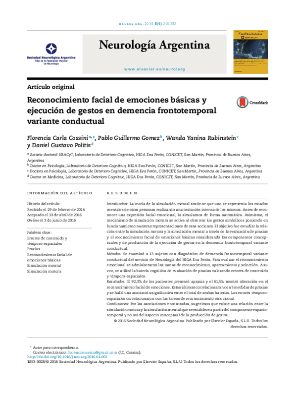 (PDF) Reconocimiento facial de emociones básicas y ejecución de gestos ...