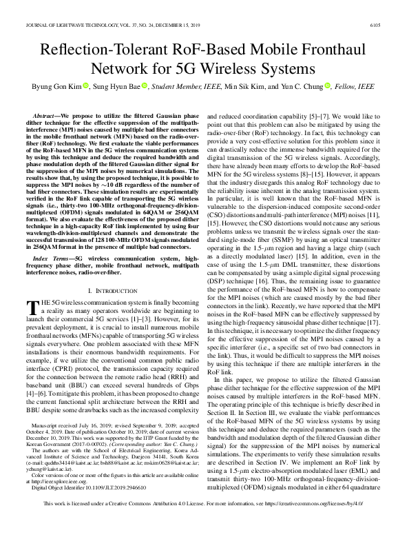 (PDF) Reflection-Tolerant RoF-Based Mobile Fronthaul Network for 5G ...