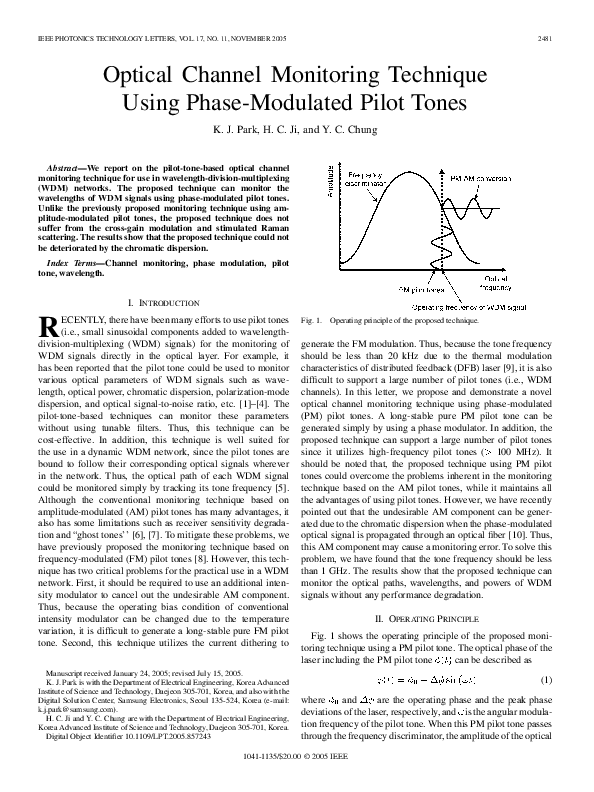 (PDF) Optical channel monitoring technique using phase-modulated pilot ...