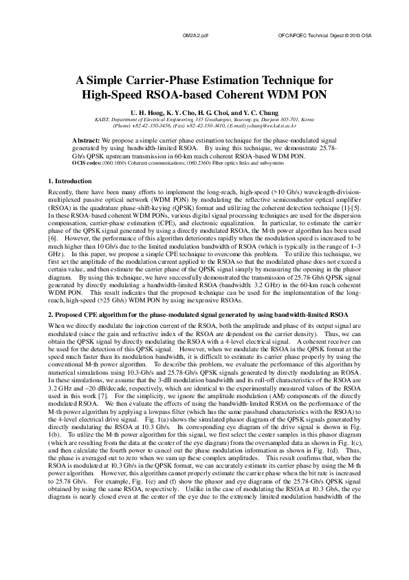 (PDF) A Simple Carrier-Phase Estimation Technique for High-Speed RSOA ...