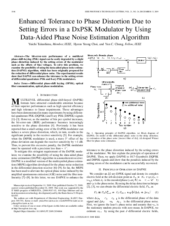 (PDF) Enhanced Tolerance to Phase Distortion Due to Setting Errors in a ...