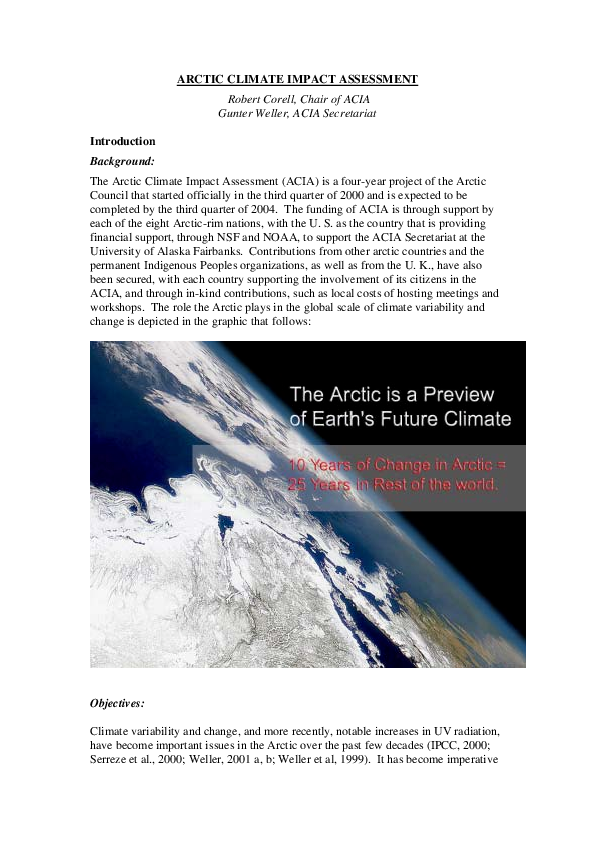 (PDF) Arctic Climate Impact Assessment Presentation