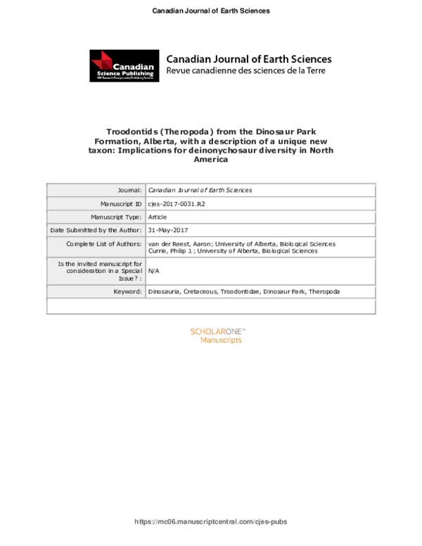 (PDF) Troodontids (Theropoda) from the Dinosaur Park Formation, Alberta ...