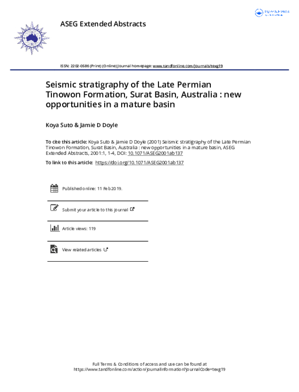 (PDF) Seismic stratigraphy of the Late Permian Tinowon Formation, Surat ...