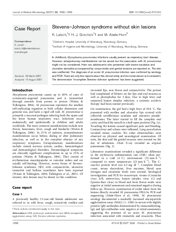 (PDF) Stevens-Johnson Syndrome Without Skin Lesions (Fuchs Syndrome): A ...