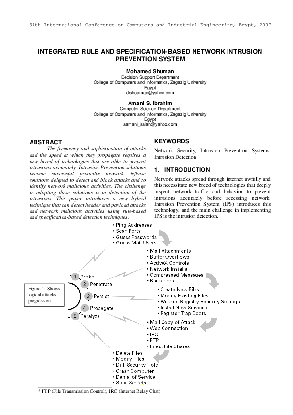 (PDF) INTEGRATED RULE AND SPECIFICATION-BASED NETWORK INTRUSION ... (PDF) INTEGRATED RULE AND SPECIFICATION-BASED NETWORK INTRUSION ...