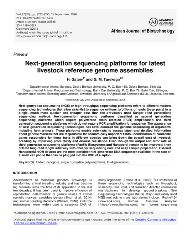 (PDF) Next-generation sequencing platforms for latest livestock ...