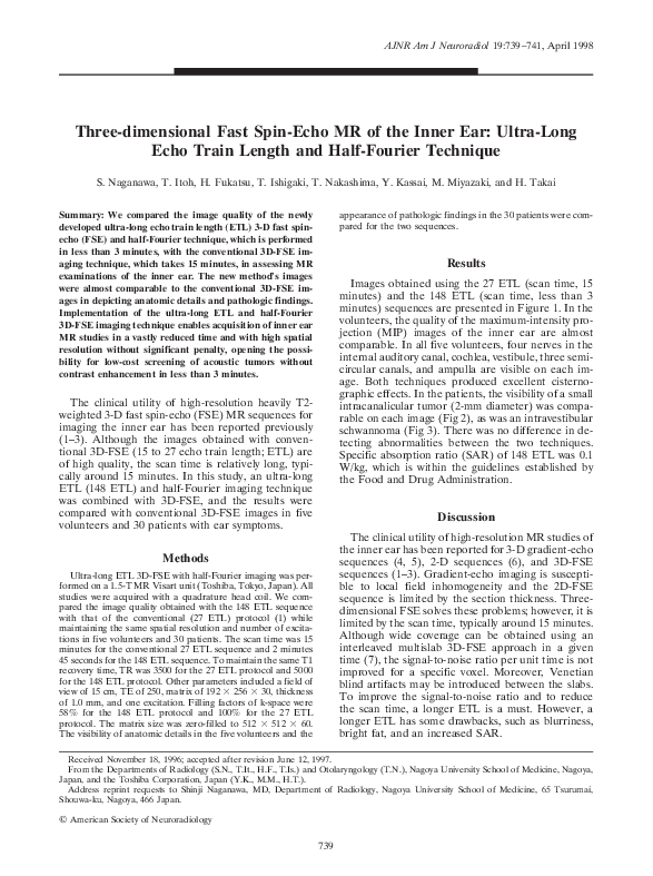 (PDF) Three-dimensional fast spin-echo MR of the inner ear : Ultra-long ...