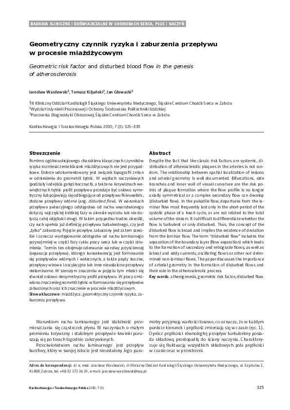 (PDF) Geometric risk factor and disturbed blood flow in the genesis of ...