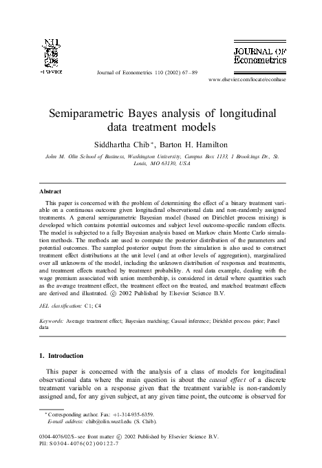 Pdf Semiparametric Bayes Analysis Of Longitudinal Data Treatment Models 1238