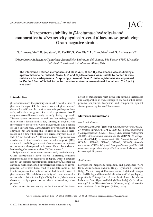 (PDF) Meropenem Resistance Against Beta-Lactamases