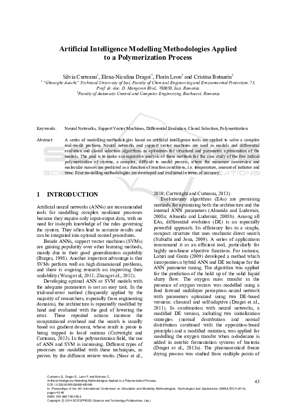 (PDF) Artificial Intelligence Modelling Methodologies Applied to a Polymerization Process