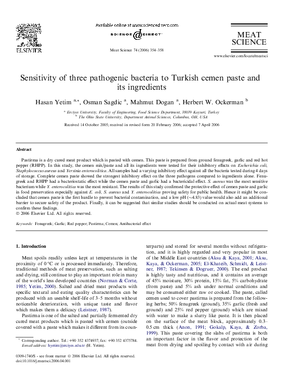 (PDF) Sensitivity of three pathogenic bacteria to Turkish cemen paste ...
