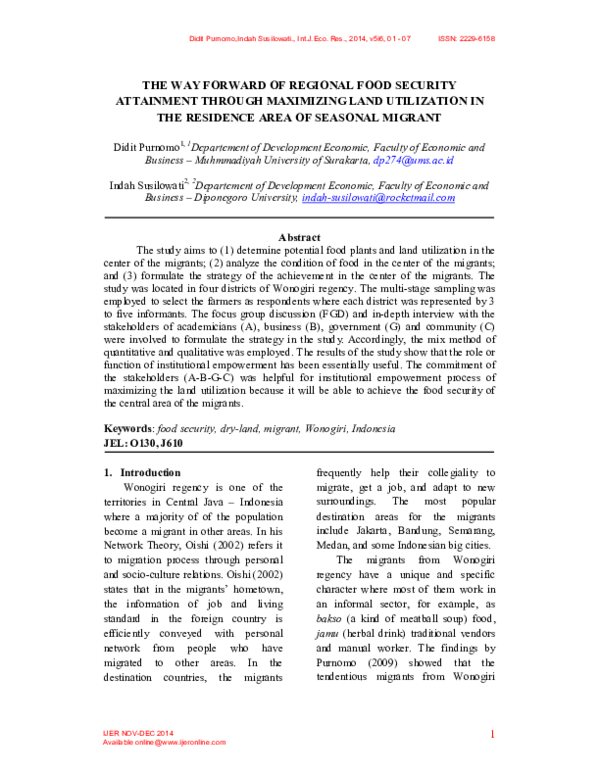 (PDF) The Way Forward of Regional Food Security Attainment Through ...