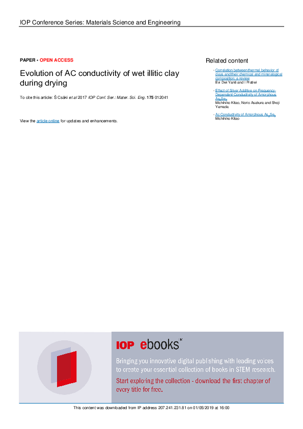 (PDF) Evolution of AC conductivity of wet illitic clay during drying
